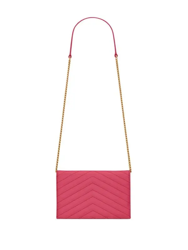 Saint Laurent Cassandre Envelope Leather Chain Wallet