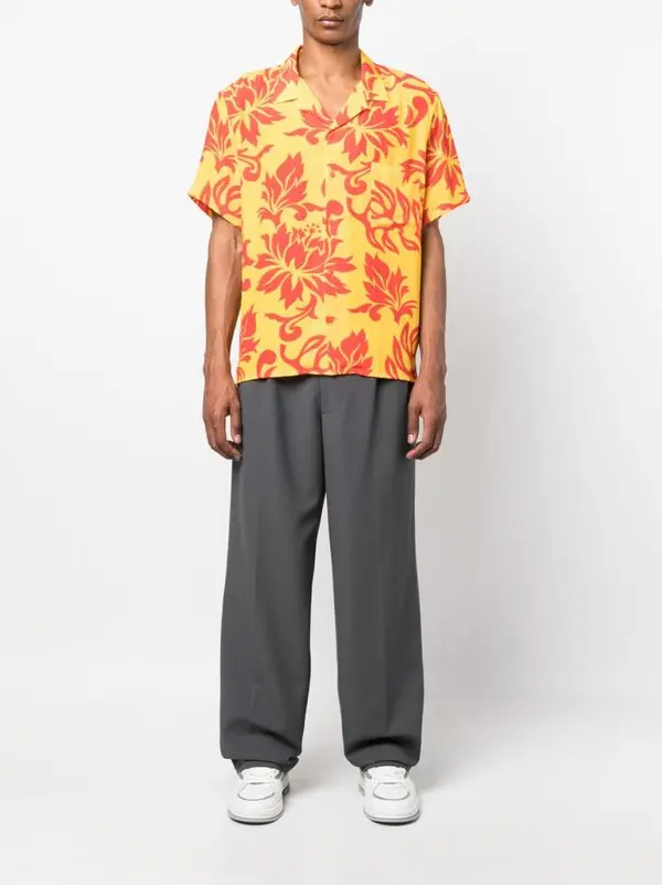 ERL Tropical Floral Print Short-sleeve Shirt - Yellow