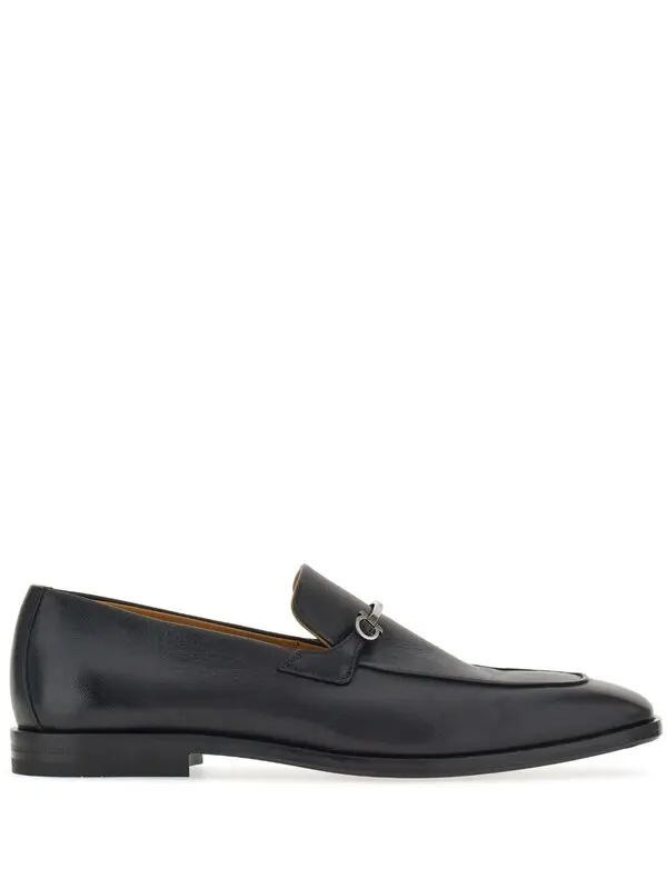 FERRAGAMO Gancini Plaque Leather Loafers