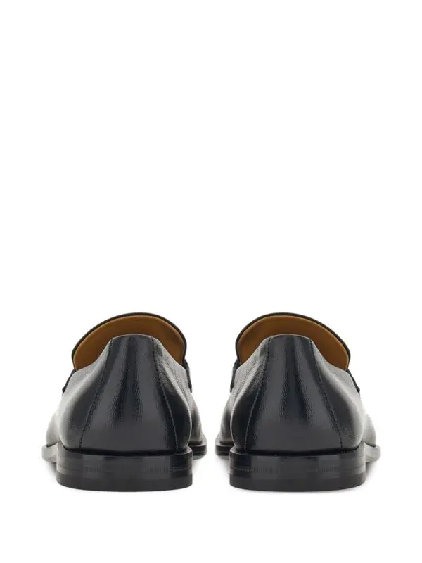 FERRAGAMO Gancini Plaque Leather Loafers