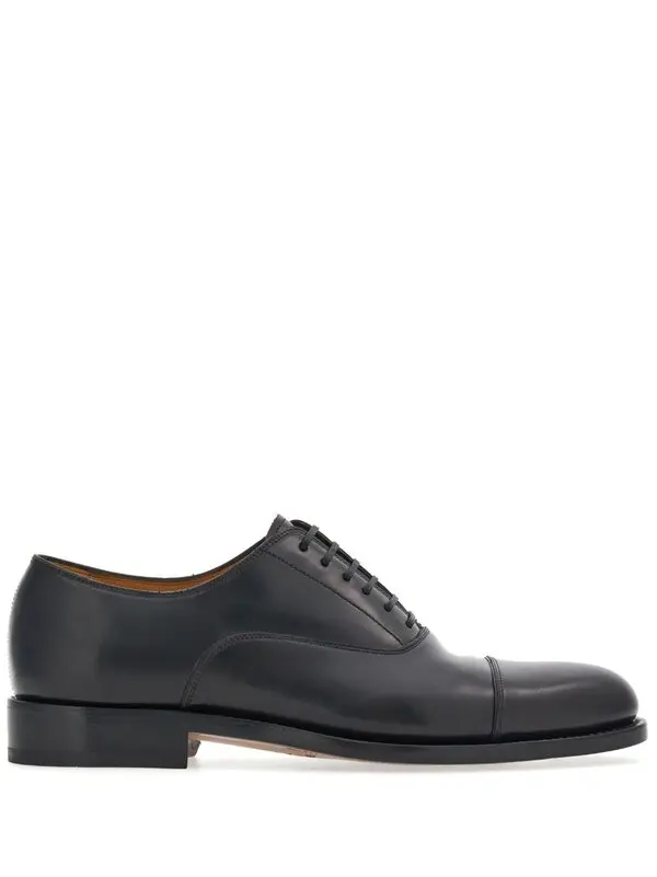 FERRAGAMO Tramezza Oxford With Cap Toe Shoes - Black