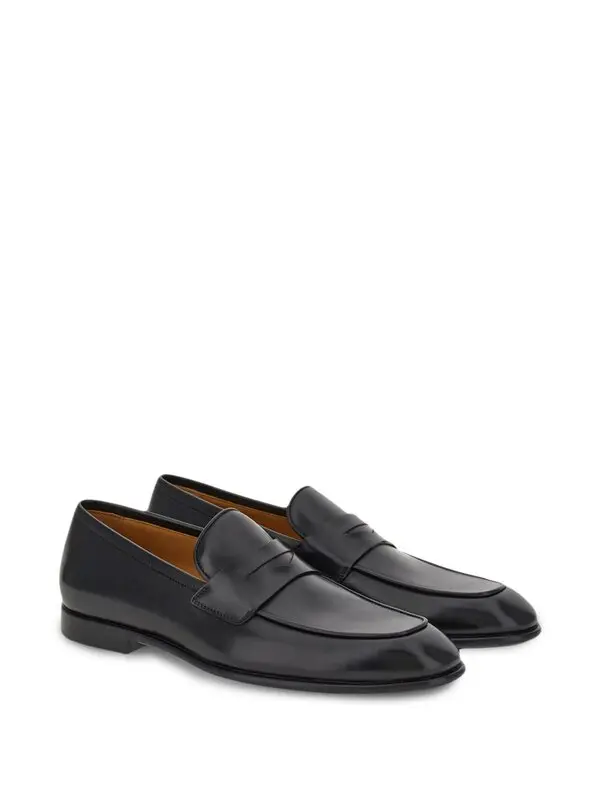 FERRAGAMO Suede Penny Loafers - Black