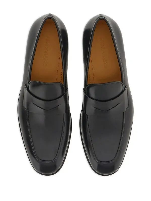 FERRAGAMO Suede Penny Loafers - Black