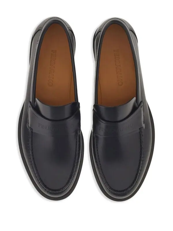 FERRAGAMO Logo-embossed Leather Loafers