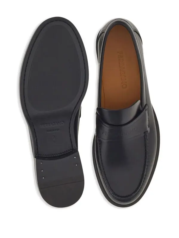 FERRAGAMO Logo-embossed Leather Loafers