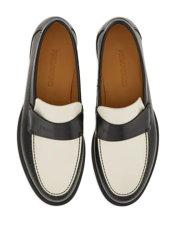 FERRAGAMO Logo-debossed Two-tone Loafers