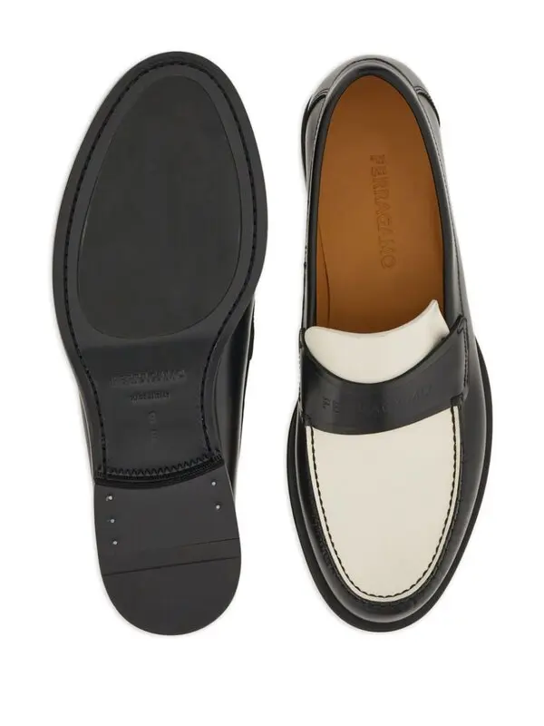 FERRAGAMO Logo-debossed Two-tone Loafers