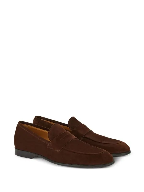 FERRAGAMO Penny-slot Leather Loafers - Brown