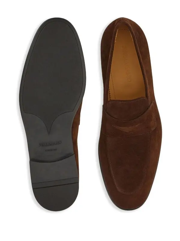 FERRAGAMO Penny-slot Leather Loafers - Brown