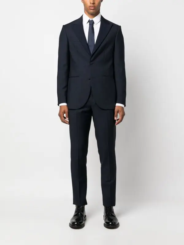 D4.0 Single-breasted Wool Suit - Blue