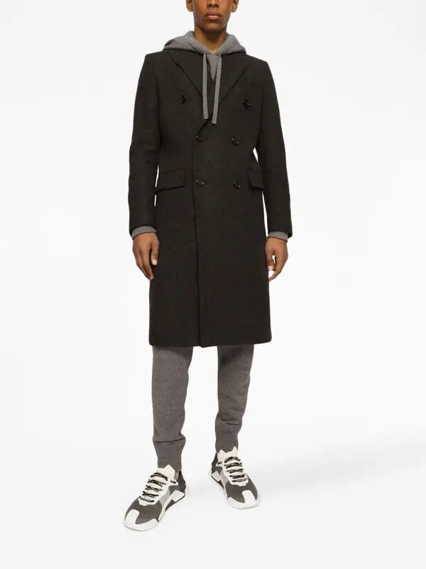 Dolce & Gabbana Wool-cashmere Hoodie With Logo Tag - Grey
