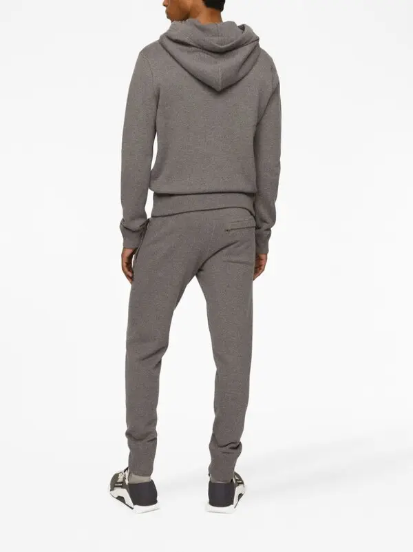 Dolce & Gabbana Wool-cashmere Hoodie With Logo Tag - Grey