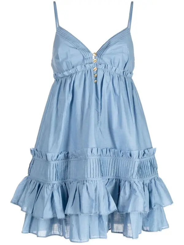 Aje Talia Flounce Ruffled Mini Dress In Blue - 30% Off | Editorialist