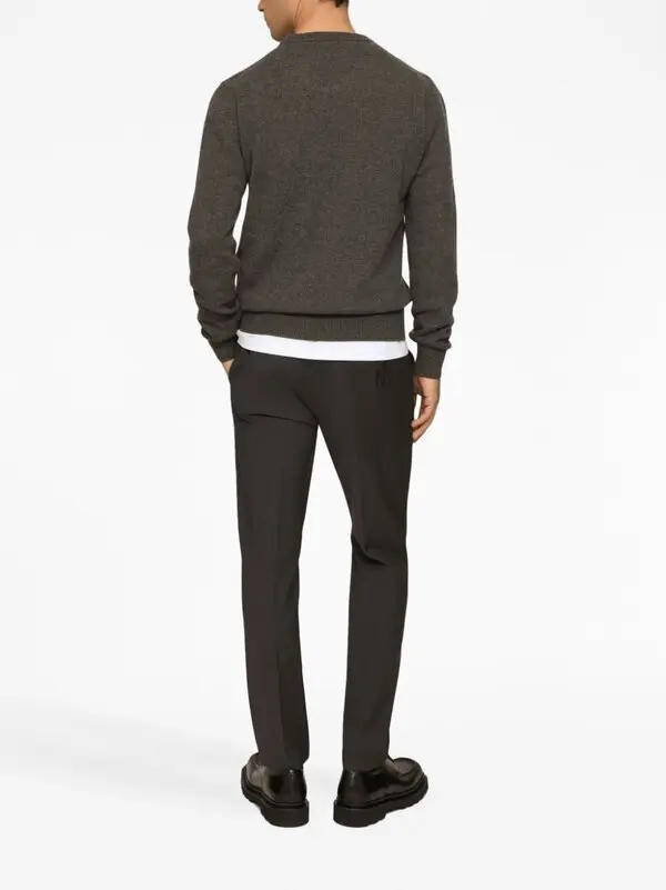 Dolce & Gabbana Wool Jumper With Logo Tag - Brown