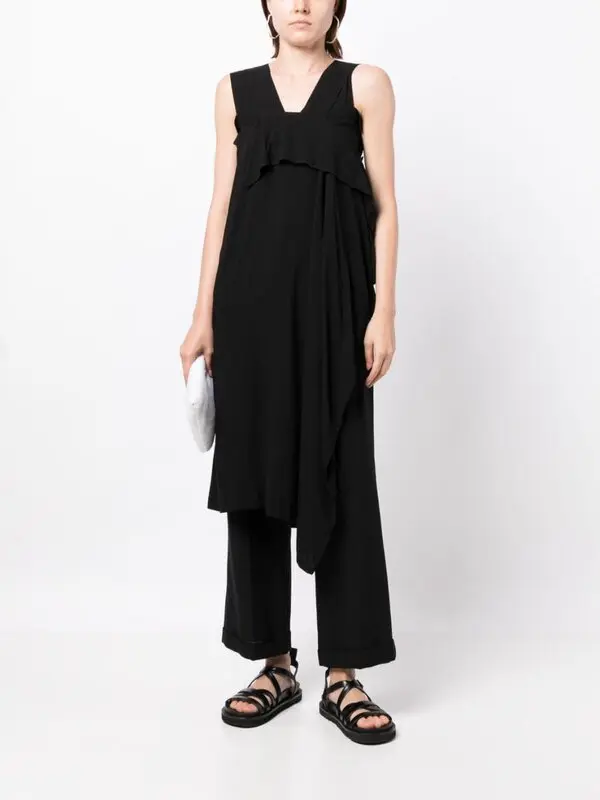 Y’s Asymmetric Draped Midi Dress