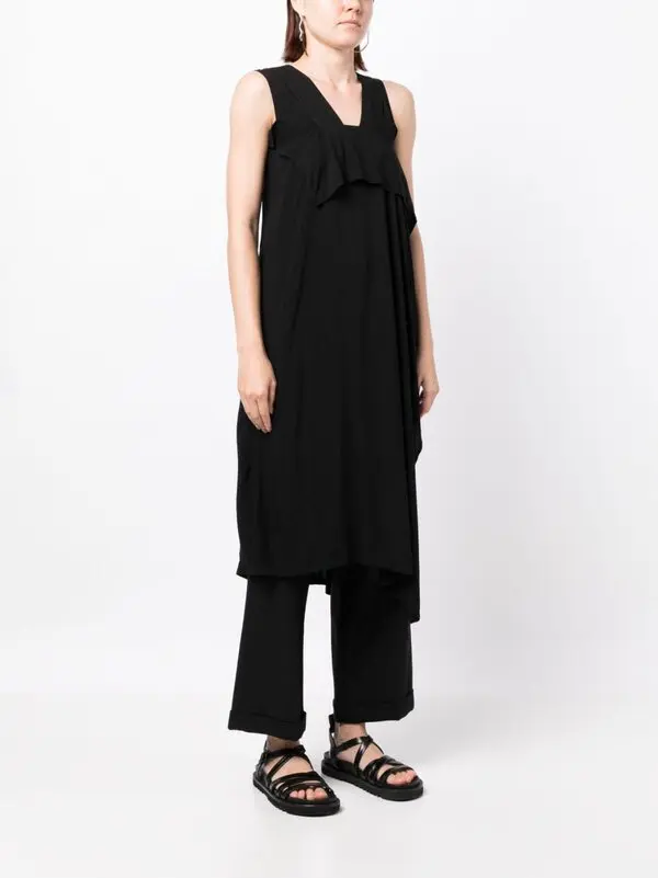 Y’s Asymmetric Draped Midi Dress