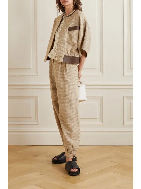 Loro Piana Lyron Leather-trimmed Linen Jacket