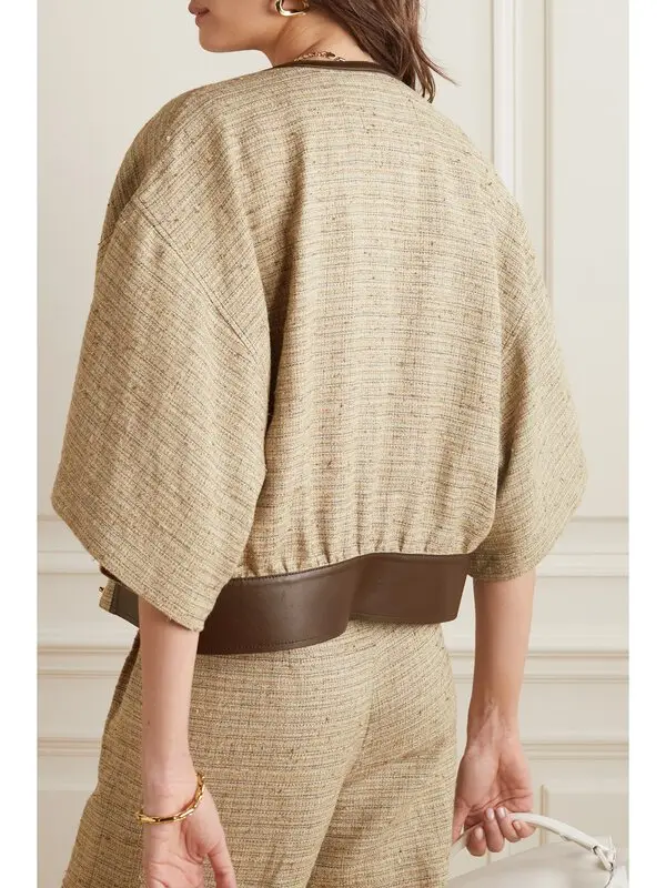 Loro Piana Lyron Leather-trimmed Linen Jacket