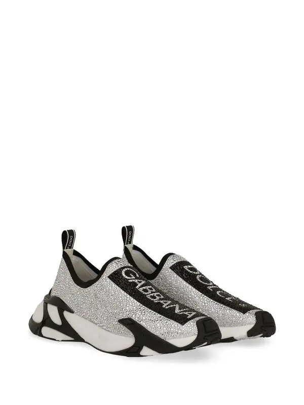 Dolce & Gabbana Fast Rhinestone-embellished Sneakers - White