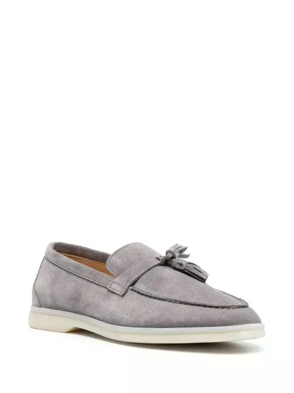 SCAROSSO Tassel-detail Suede Loafers - Grey