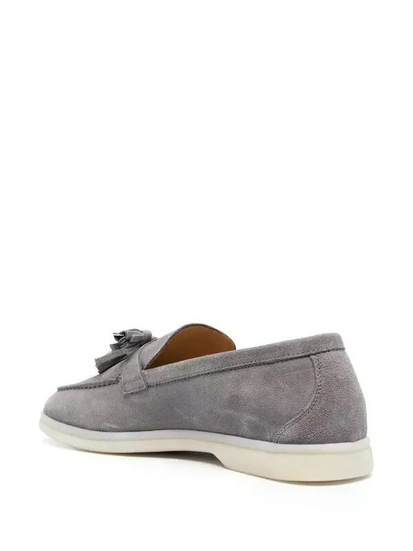 SCAROSSO Tassel-detail Suede Loafers - Grey