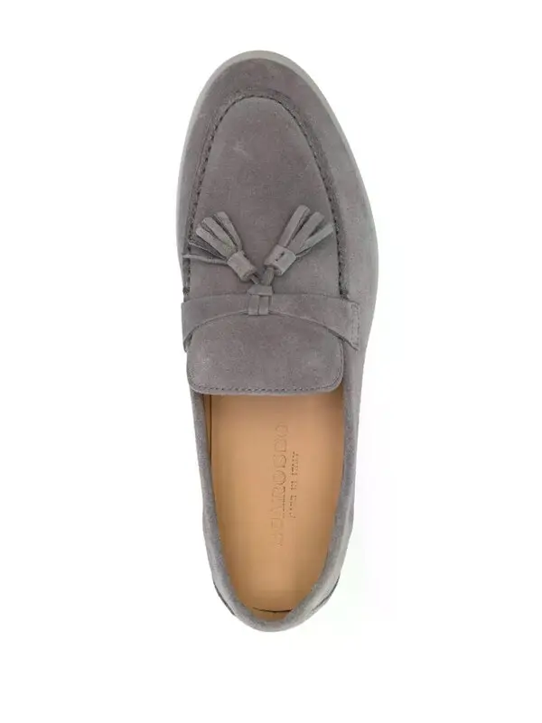 SCAROSSO Tassel-detail Suede Loafers - Grey