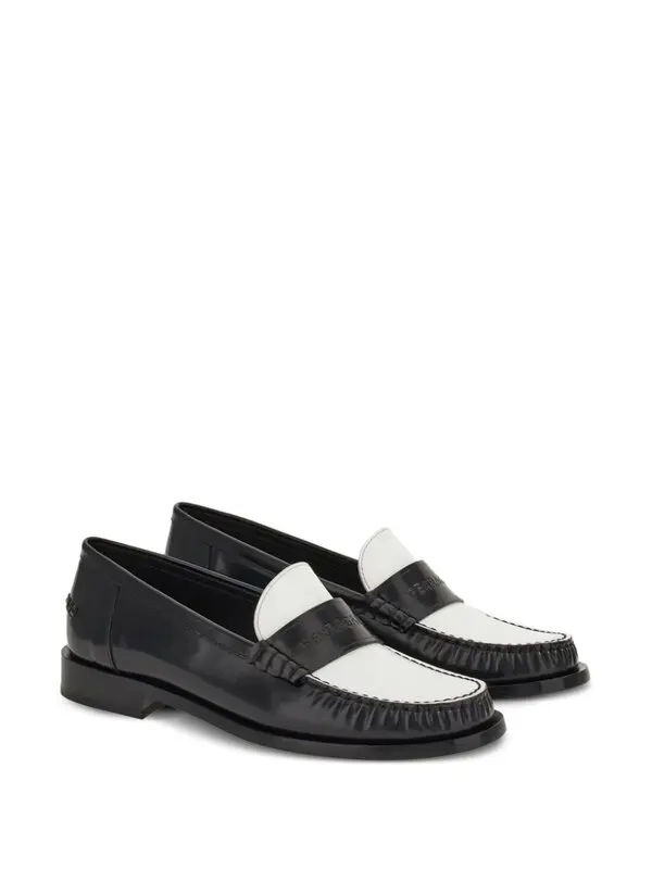 FERRAGAMO Debossed-logo Leather Loafers - White