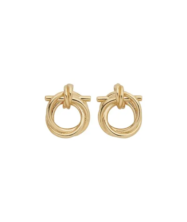 FERRAGAMO Gancini Twisted Hoop Earrings - Gold