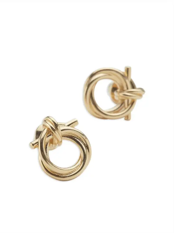 FERRAGAMO Twisted Gancini Earrings Xs - Gold