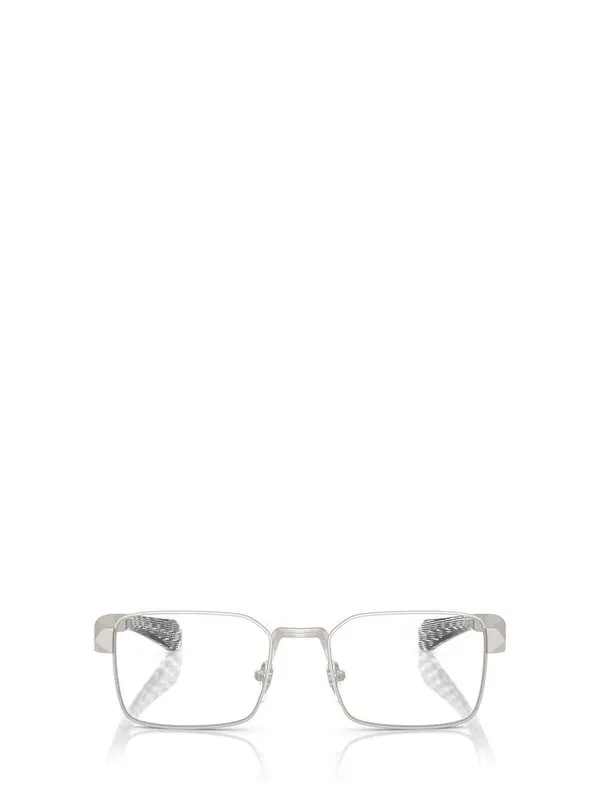 ALAIN MIKLI Rectangular Eyeglasses - Matt Silver / Damier Crystal Black