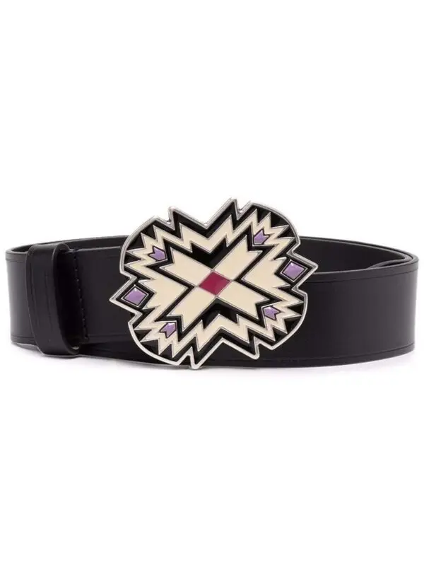 Isabel Marant Decorative Black Leather Belt with Ornate Jewel Buckle Liliana belt Woman black and silver | ISABEL MARANT Official  main image 4