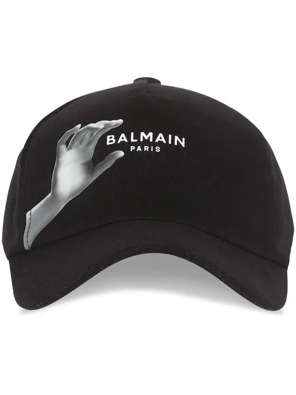 Balmain Baseball Cap With Print And Logo