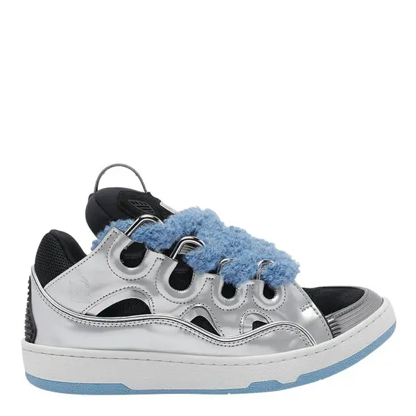 LANVIN Leather Curb Sneakers - Silver