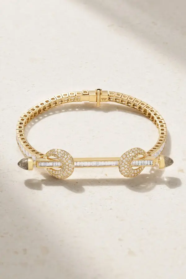 ANANYA Chakra 18-karat Diamond, And Quartz Tennis Bracelet - Gold
