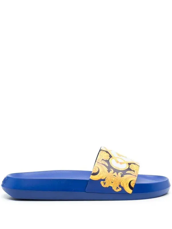 Versace Slide Sandals With Baroque Pattern