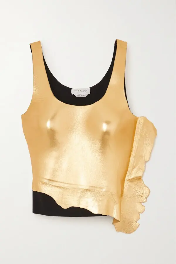 Gabriela Hearst Elena Merino Wool And Metallic Leather Tank