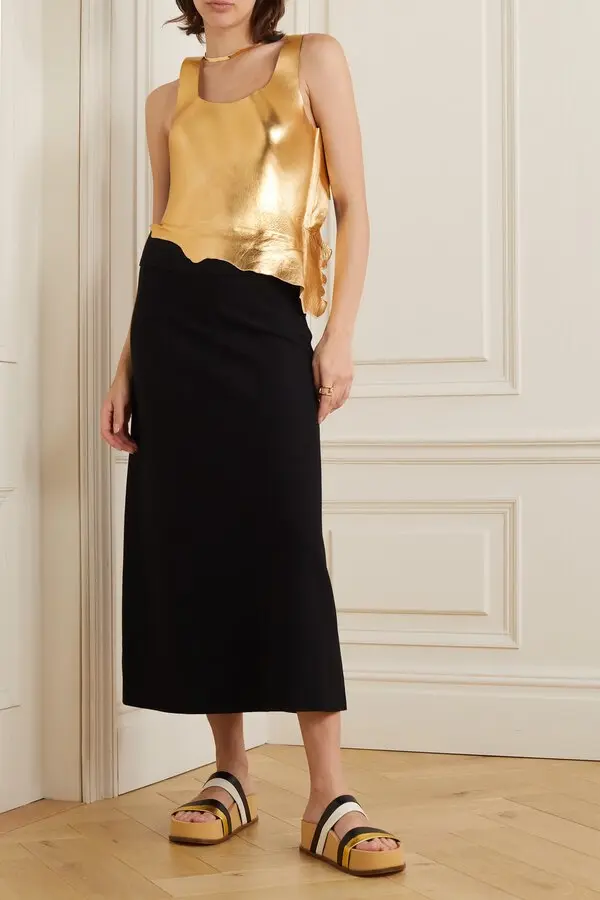 Gabriela Hearst Elena Merino Wool And Metallic Leather Tank