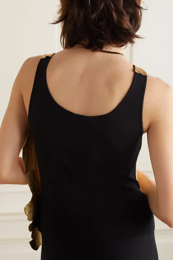 Gabriela Hearst Elena Merino Wool And Metallic Leather Tank
