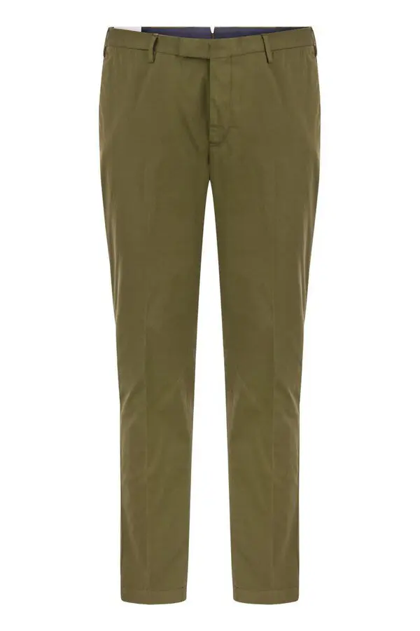 PT TORINO Skinny Trousers In Cotton And Silk - Green