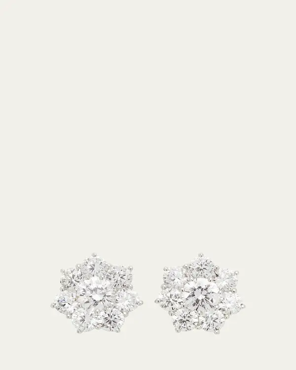 FANTASIA BY DESERIO Flower Cz Crystal Stud Earrings - Silver