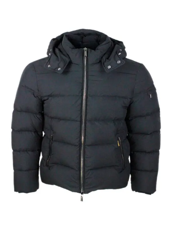 MOORER Goose Down Padded Bomber Jacket - Black