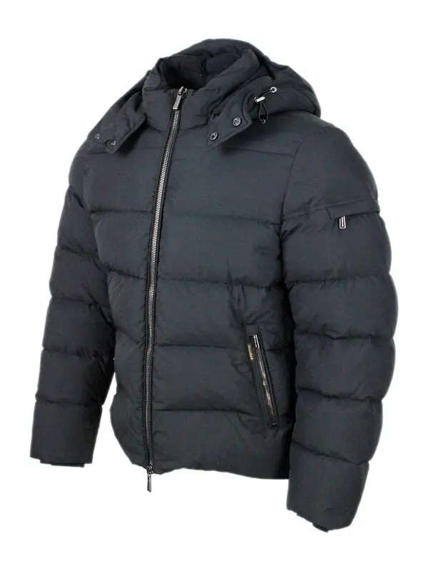 MOORER Goose Down Padded Bomber Jacket - Black