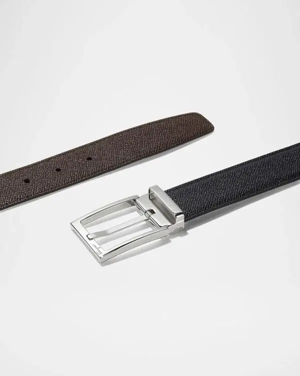 FERRAGAMO Double Adjustable Leather Belt - Nero