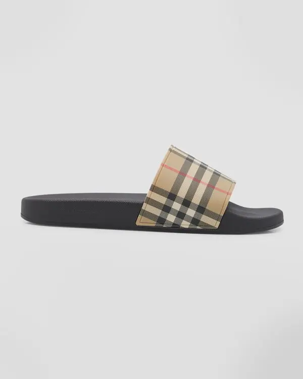 Burberry Furley Check Slides - Beige
