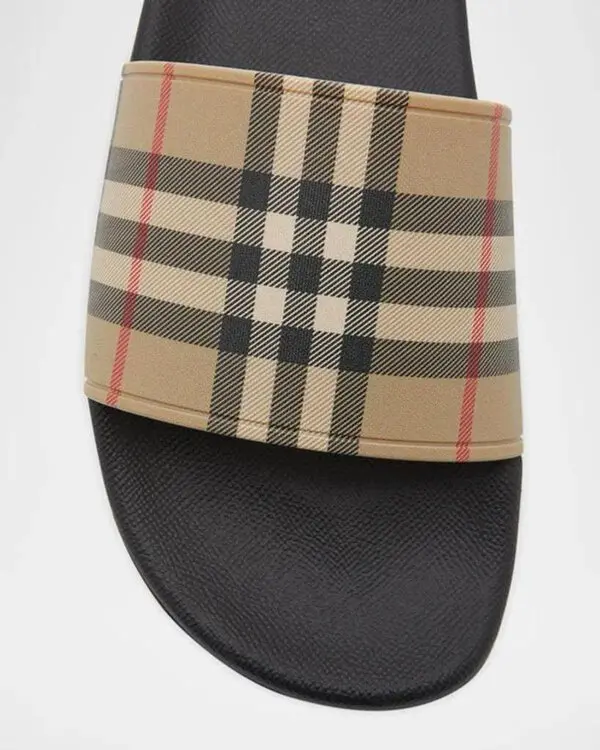 Burberry Furley Check Slides - Beige