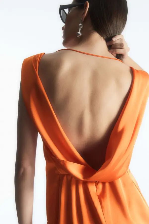 cos open back dress COS Open-back Knitted Midi Dress in Green