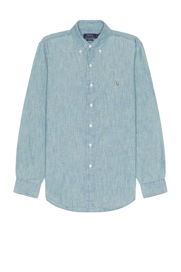 Polo Ralph Lauren Long Sleeve Sport Shirt In Denim-light - Chambray
