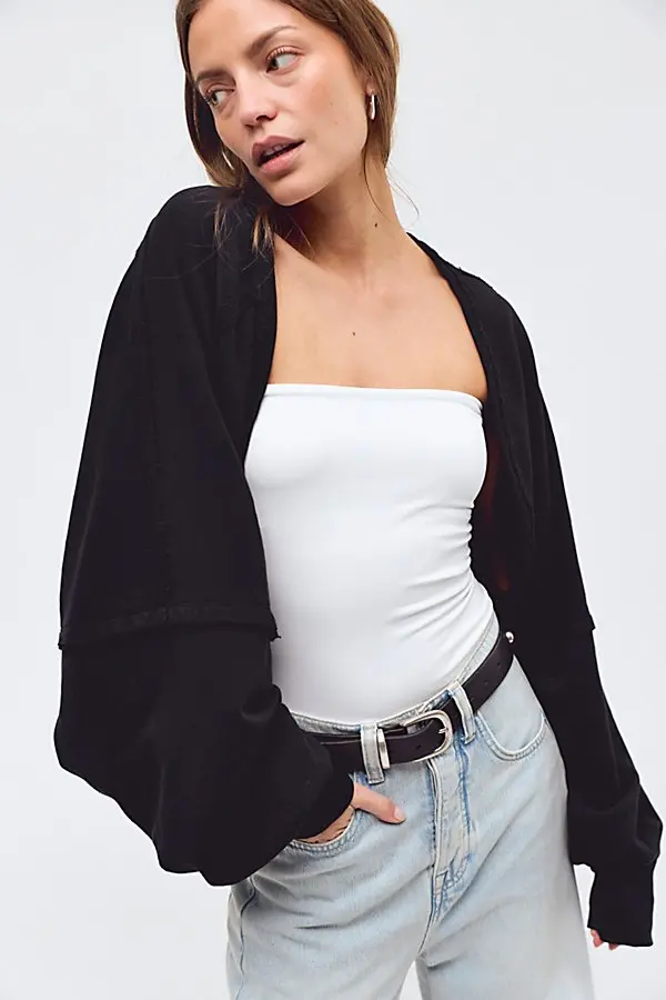 Free People Shrug It Off Sweatshirt - Black