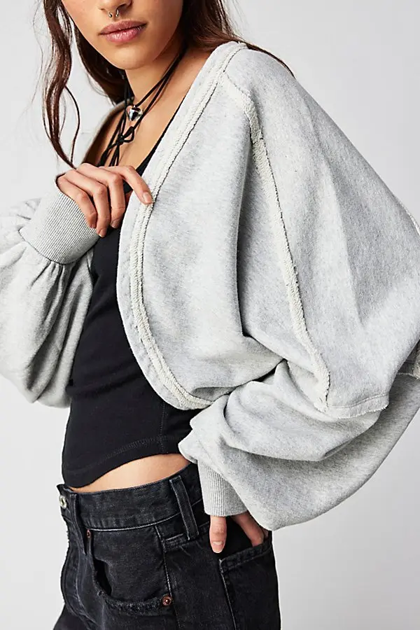 Free People Shrug It Off Sweatshirt - Heather Grey