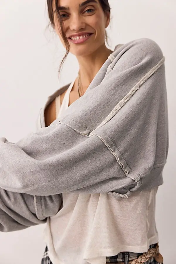 Free People Shrug It Off Sweatshirt - Heather Grey